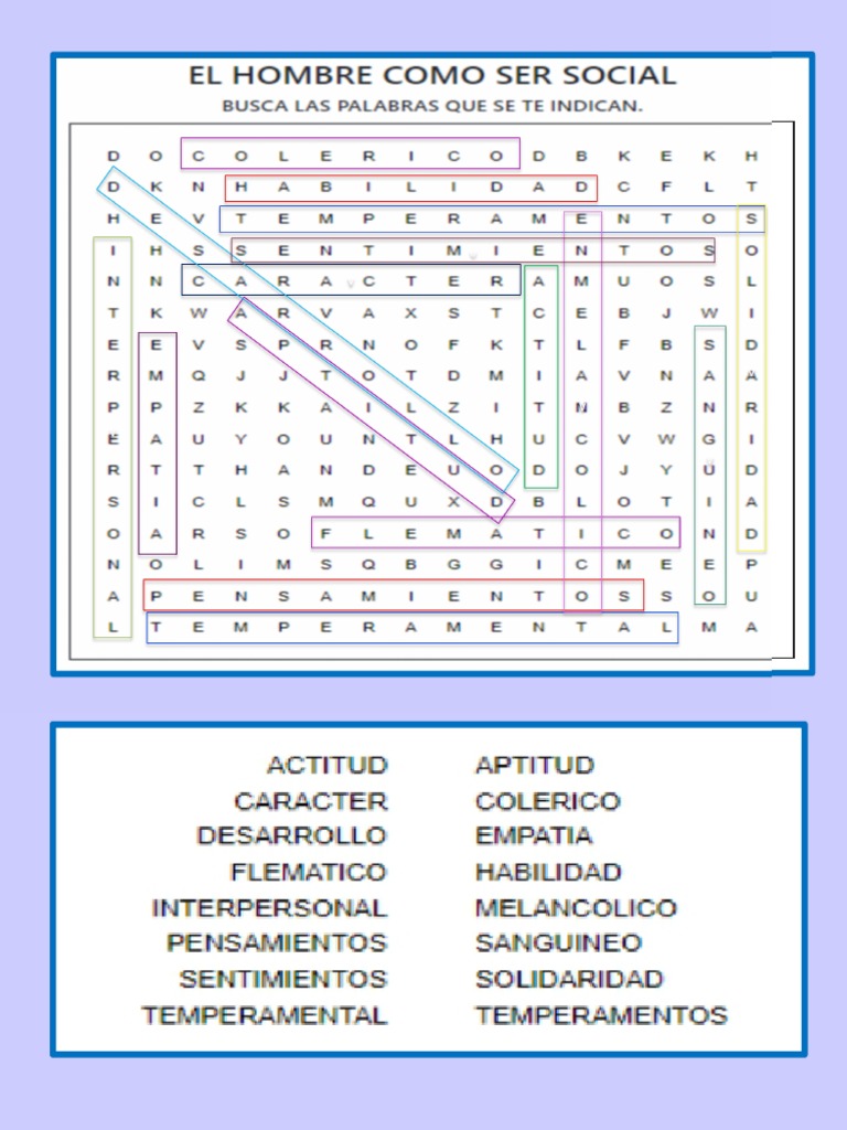 ..Sopa de Letras. El Hombre Como Ser Social | PDF
