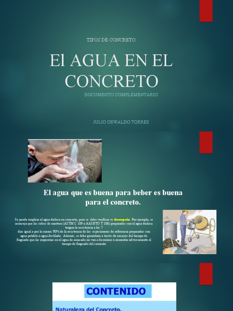 El AGUA EN EL CONCRETO | PDF | Hormigón | Cemento