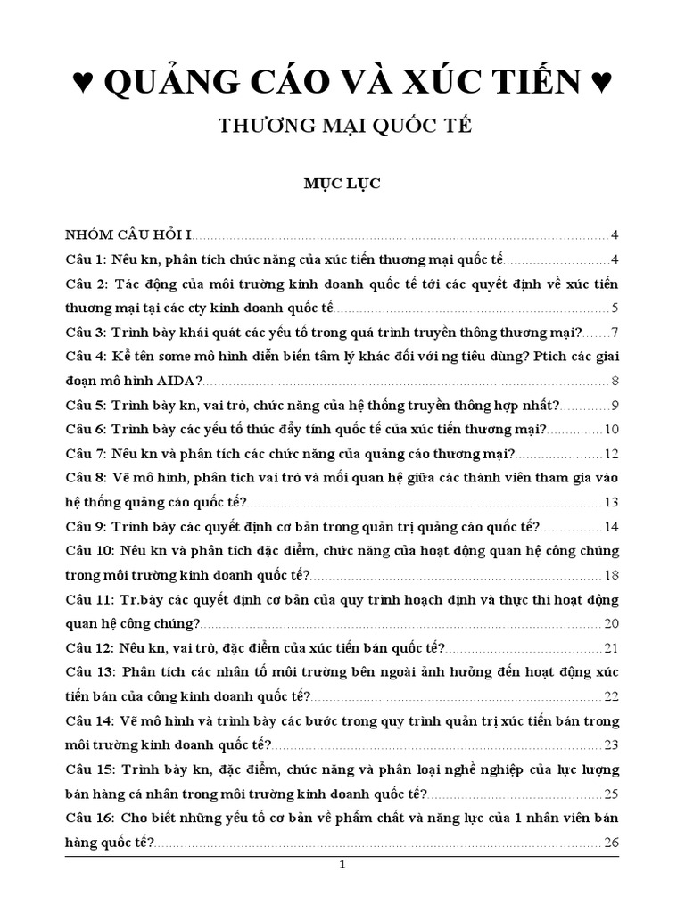 De-Cuong-Quang-Cao-Va-Xuc-Tien-Thuong-Mai-Quoc-Te-Moi-Nhat-Tmu | PDF