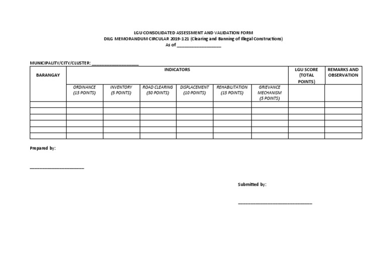 LGU Assessment Form for Illegal Constructions | PDF