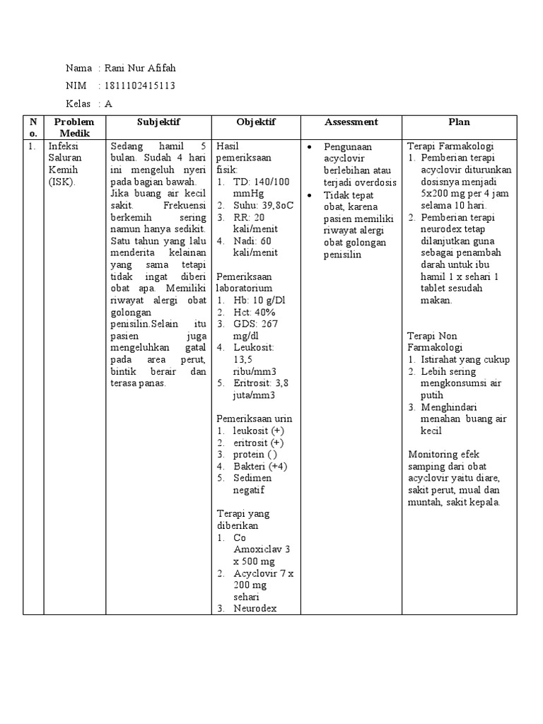 Analisis SOAP Kasus ISK | PDF