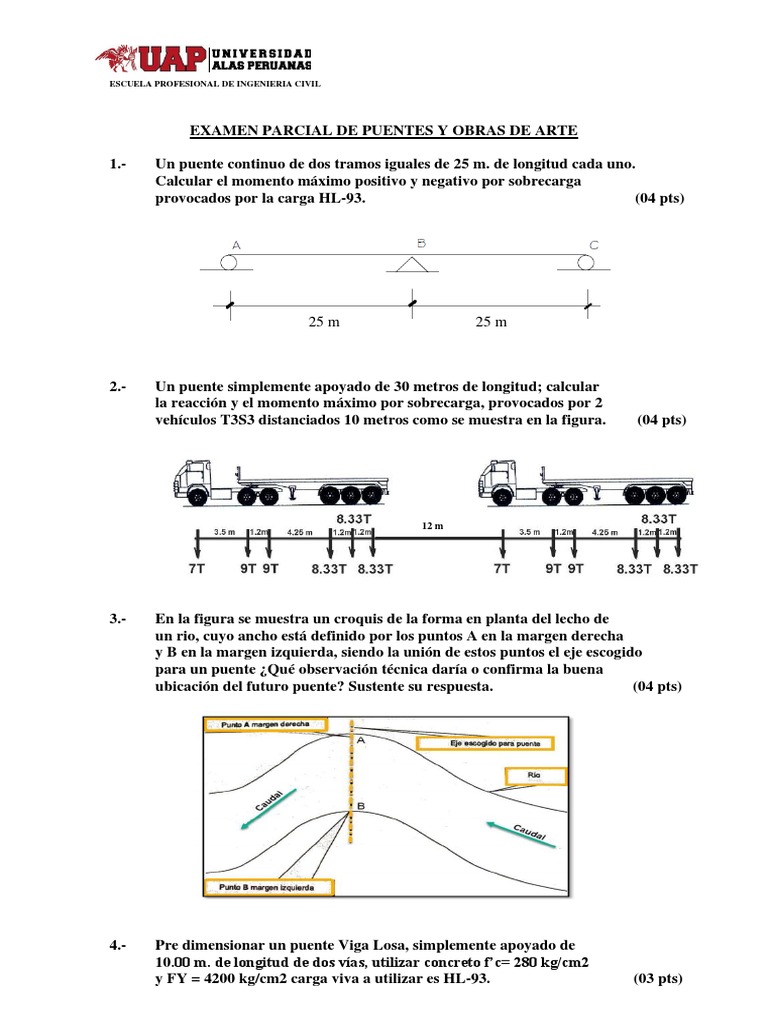 Examen Parcial de Puentes y Obra de Arte | PDF