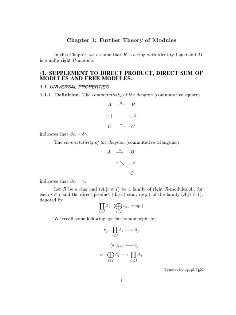Chapter 1: Further Theory of Modules: 1.1. Universal Properties | PDF ...