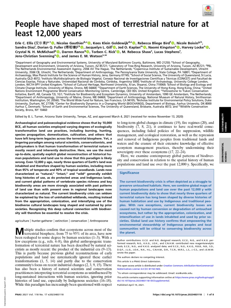 People Have Shaped Most of Terrestrial Nature For at Least 12,000 Years ...