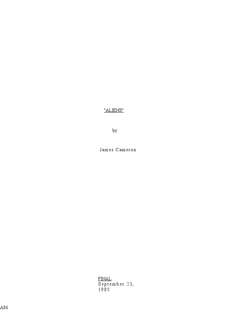 Aliens (1986) Final Script by James Cameron | PDF