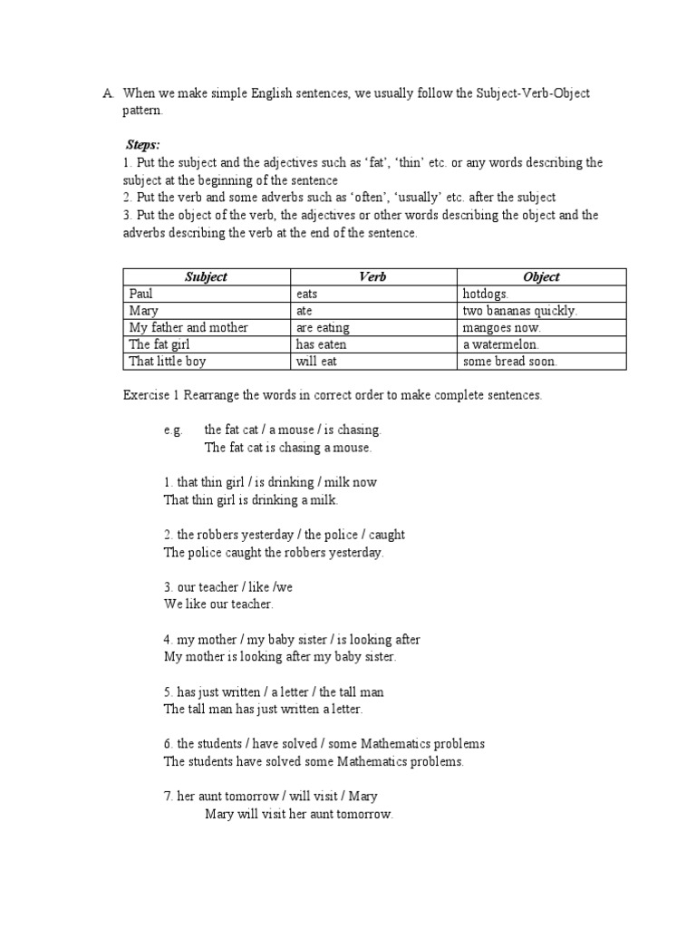 Exercises - Svo Earl Mathew Visarra | PDF | Subject (Grammar) | Object ...