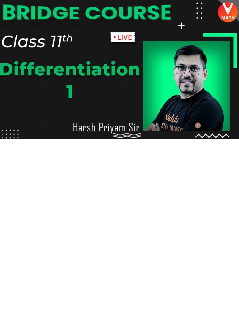 Bridge Course - Differentiation - 1 - VMath | PDF | Trigonometric ...