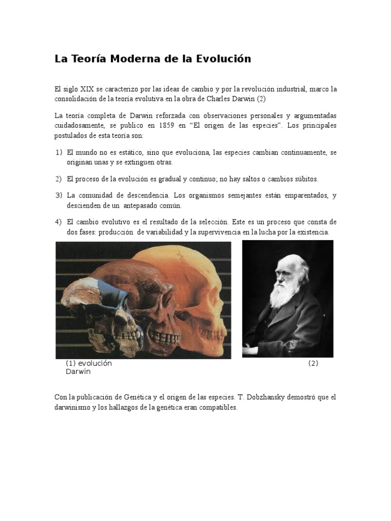 Teoria Evolutiva Moderna | PDF | En el origen de las especies | Evolución