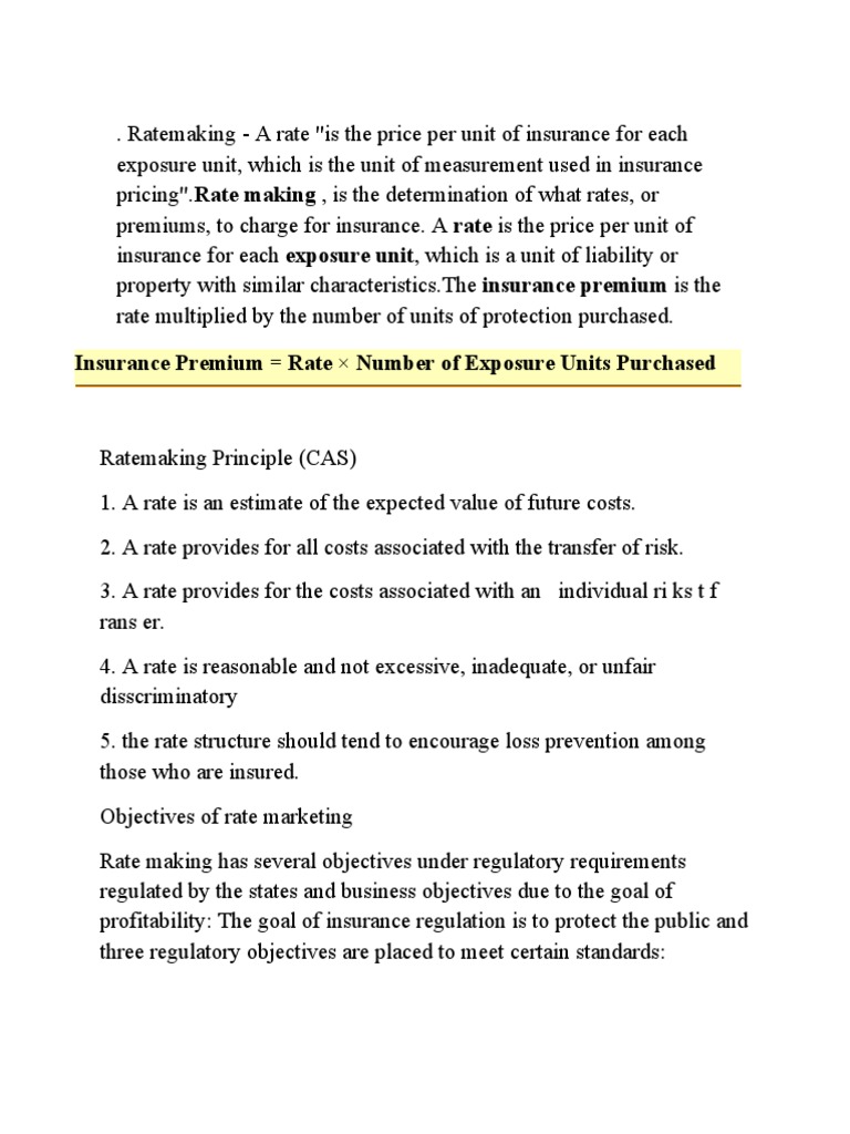 Insurance Premium Rate × Number of Exposure Units Purchased | PDF ...