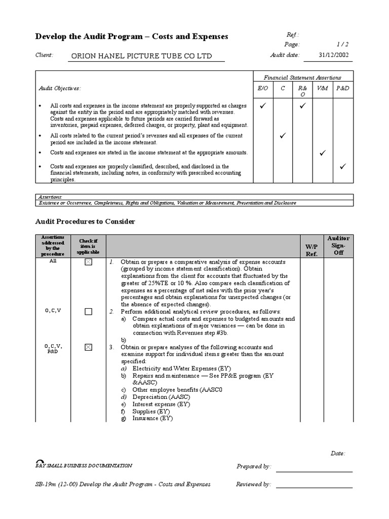 Audit Program for Cost Analysis | PDF | Payroll | Income Statement
