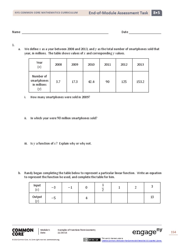 Math g8 m5 End of Module Assessment | PDF | Volume | Common Core State ...