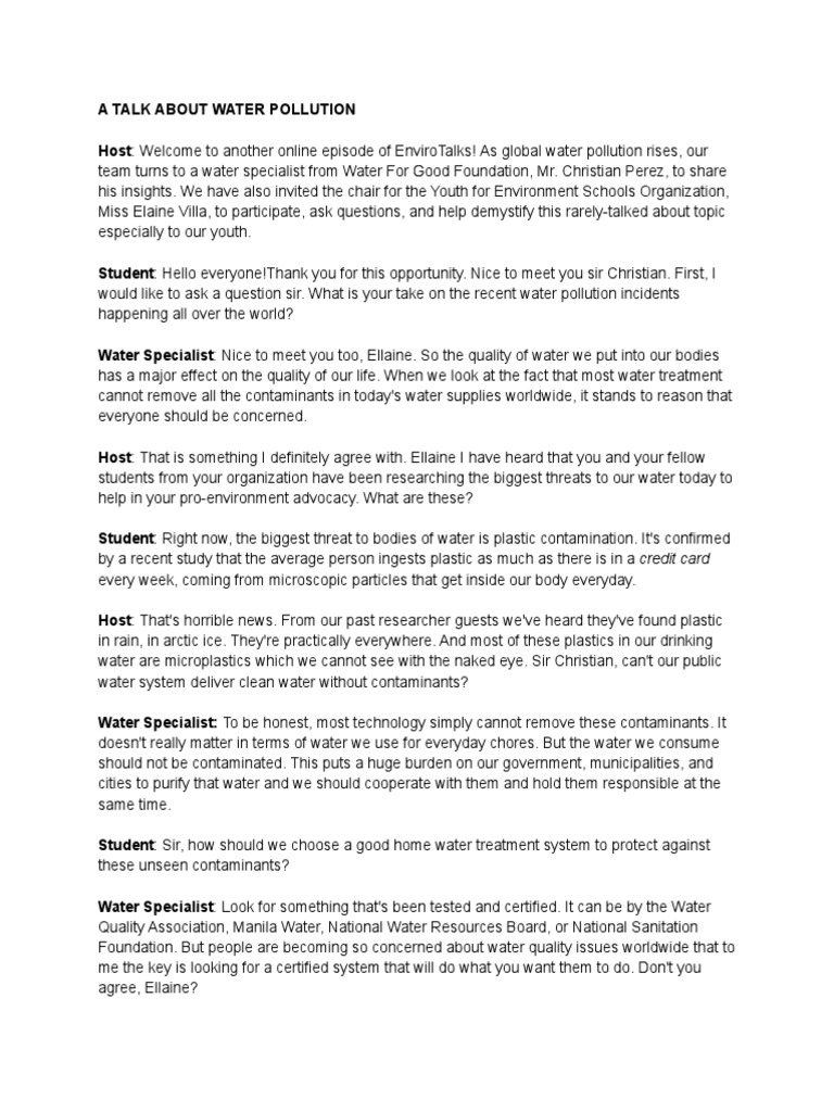A Talk About Water Pollution | Download Free PDF | Water | Water Pollution