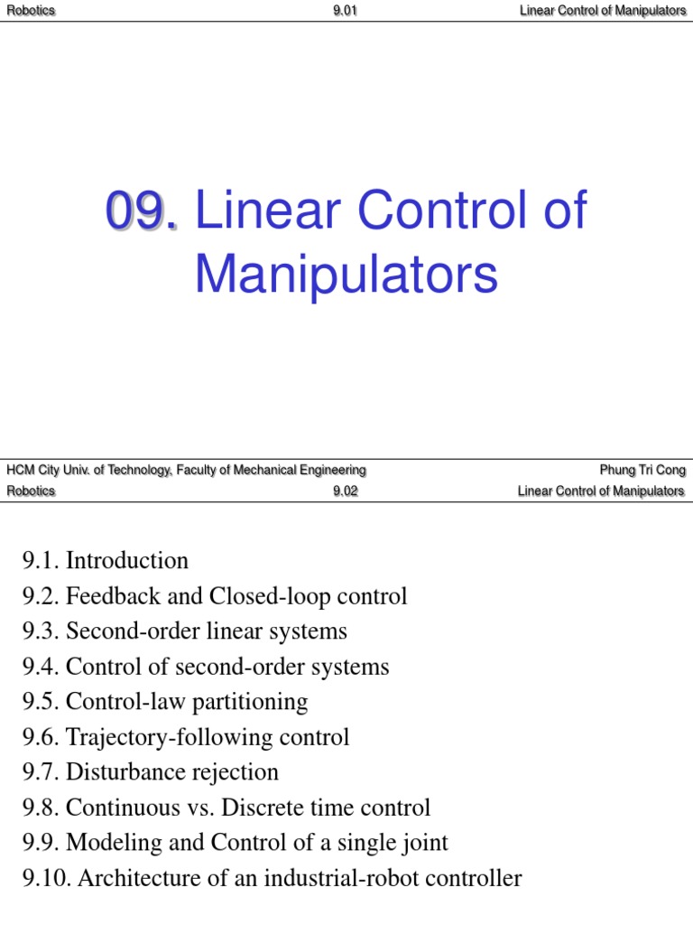 Linear Control of Manipulators | PDF | Control Theory | Electric Motor