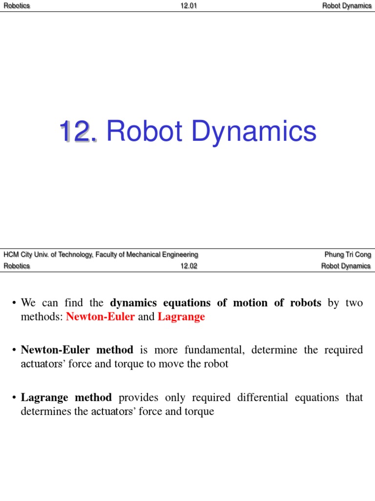 72 Part2 RobotDynamics | PDF | Force | Lagrangian Mechanics