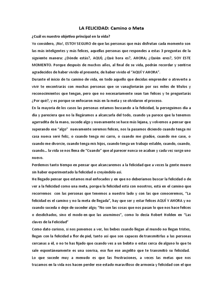 La Felicidad: Aquí y Ahora | PDF | Felicidad