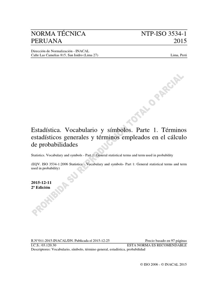 ISO 3534-1 2015 - Estadistica - Vocabu | PDF | Media | Muestreo ...