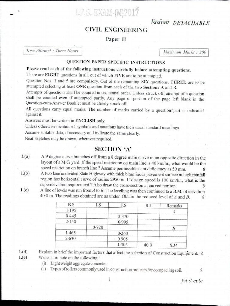 Civil Engineering Exam Paper 2023 | PDF | Concrete | Water