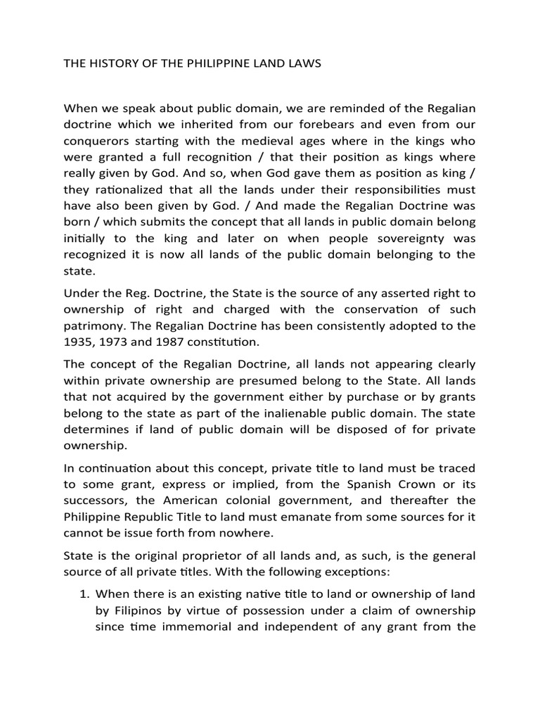 History of The Philippine Land Laws | PDF | Mortgage Law | Ownership