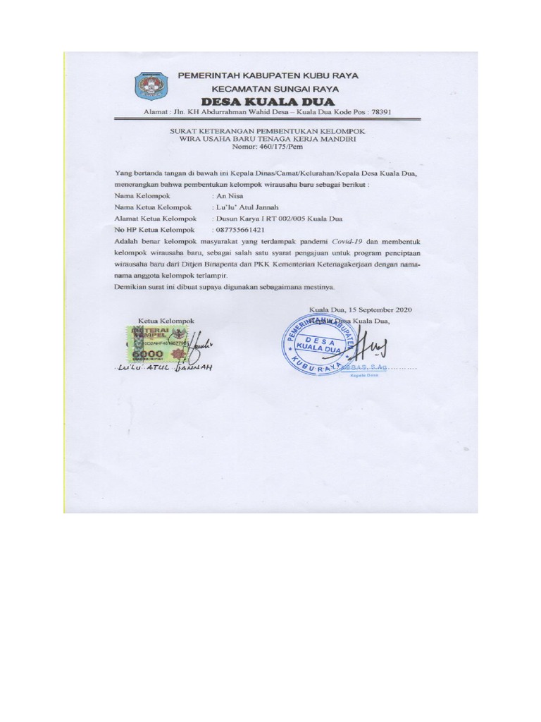 Kelompok Wira Usaha Baru An Nisa | PDF