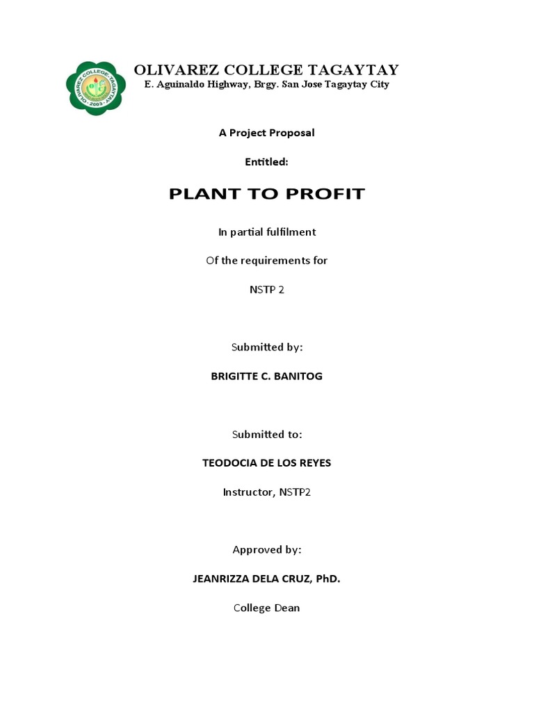 Plant to Profit: NSTP Project Proposal | PDF | Unemployment | Social ...