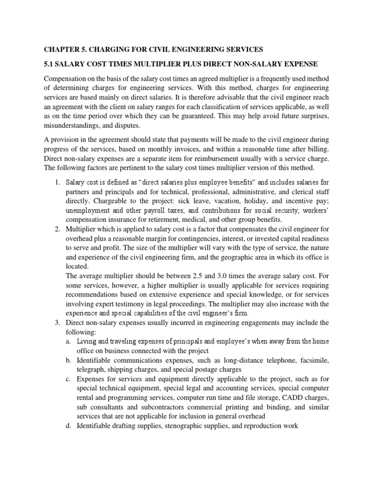 Chapter 5. Charging For Civil Engineering Services | PDF | Per Diem ...