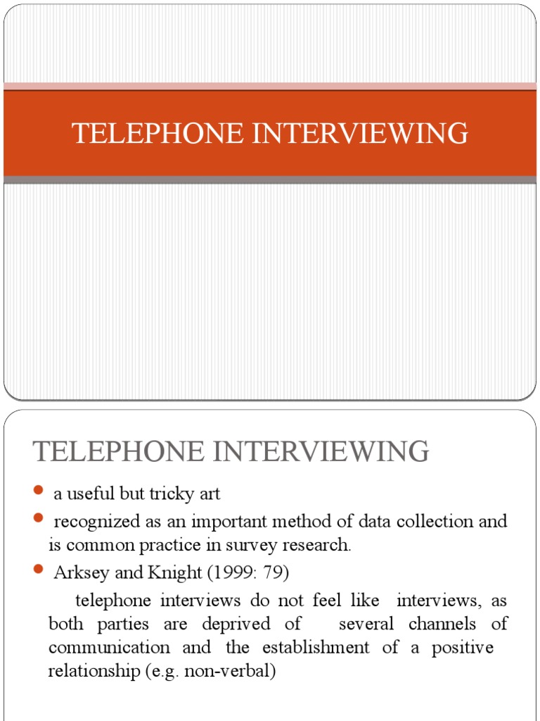 Telephone Interviewing | PDF | Interview | Cognition