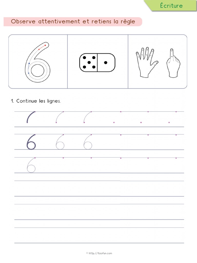 6 Maternelle Ms Gs Apprendre A Ecrire Le Chiffre 6 1 | PDF