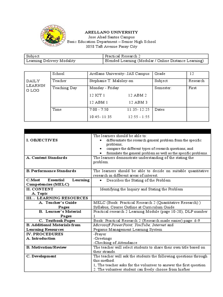 PR2-week-2 - LP | PDF | Learning | Teachers