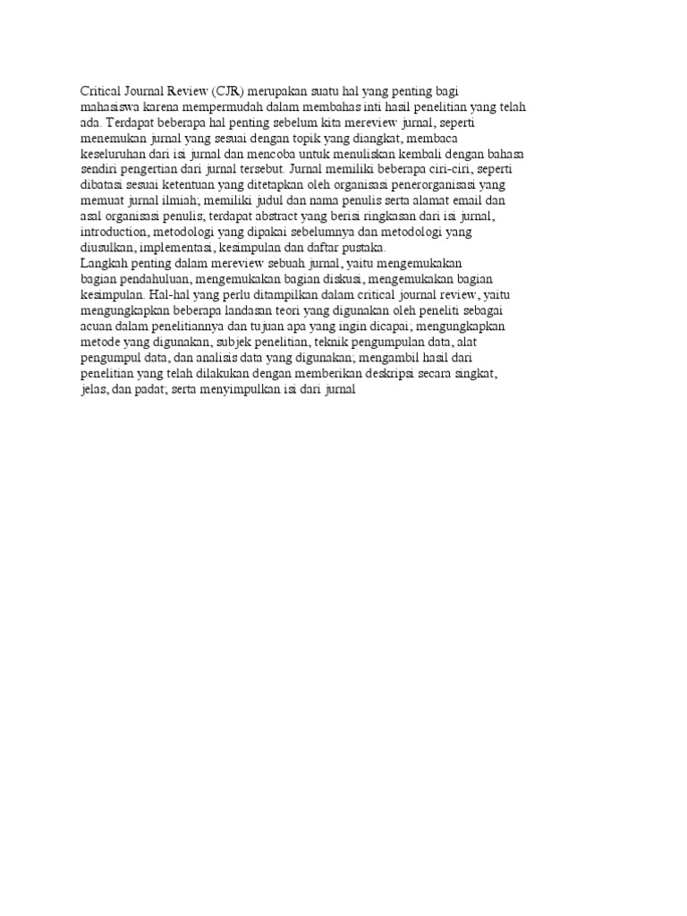 Panduan Lengkap Critical Journal Review | PDF | Karier & Perkembangan
