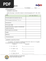 G9 - First Quarter - Worksheet and Performance Task | PDF | Quadratic ...