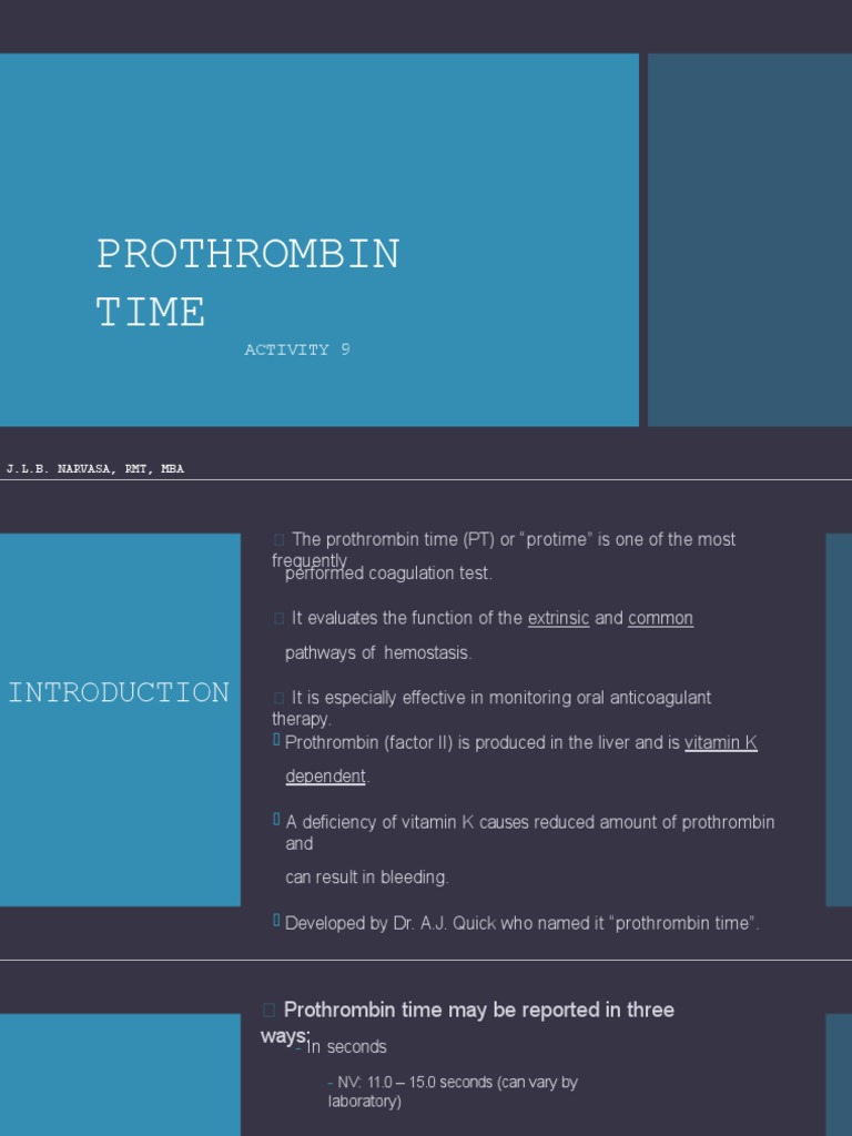 Activity 9 - Protime | PDF | Blood | Hematology