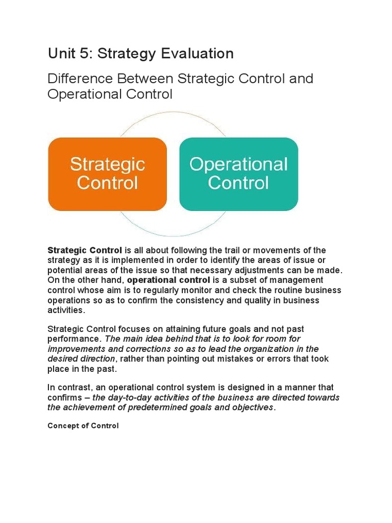 Strategic and Operational Control | PDF | Strategic Management | Evaluation