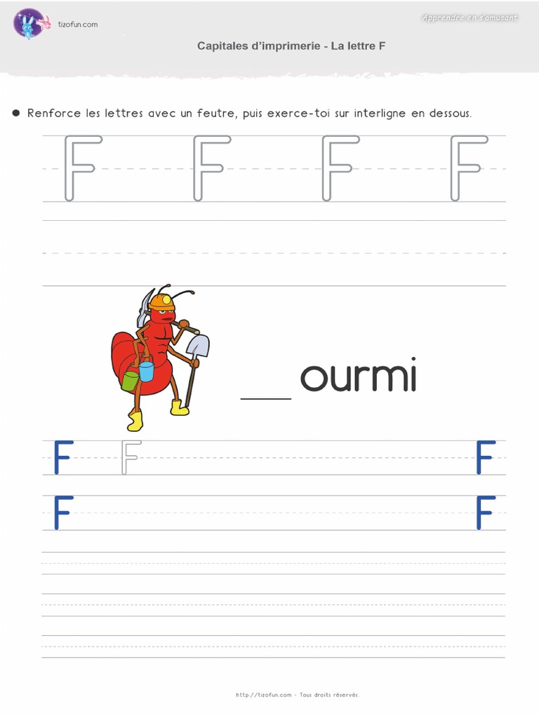 6 Fiche Maternelle Gs Feuille D Ecriture Alphabet Lettre F | PDF