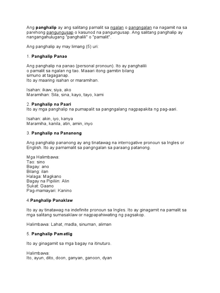 Panghalip Lesson | PDF