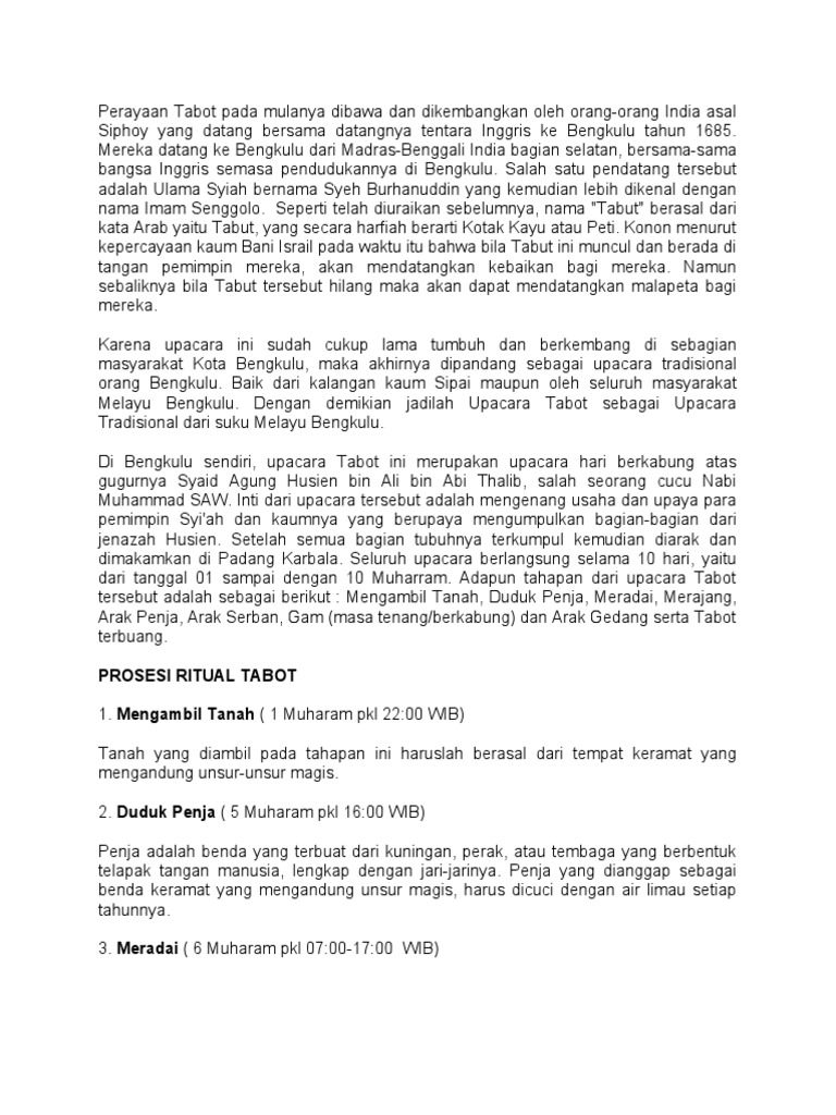 Upacara Tabot | PDF | Ilmu Sosial