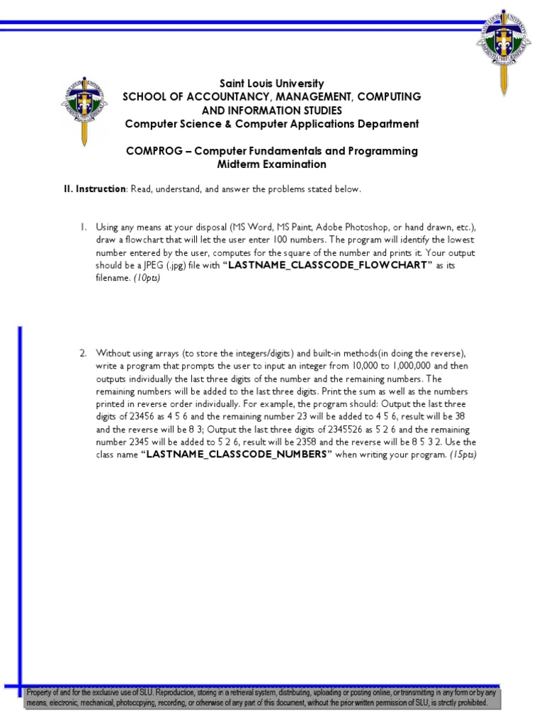 Comprog Midterm Exam Instructions | PDF | Input/Output | Computer File