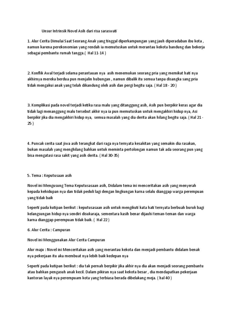 Unsur Intrinsik Novel Asih Sambungan | PDF