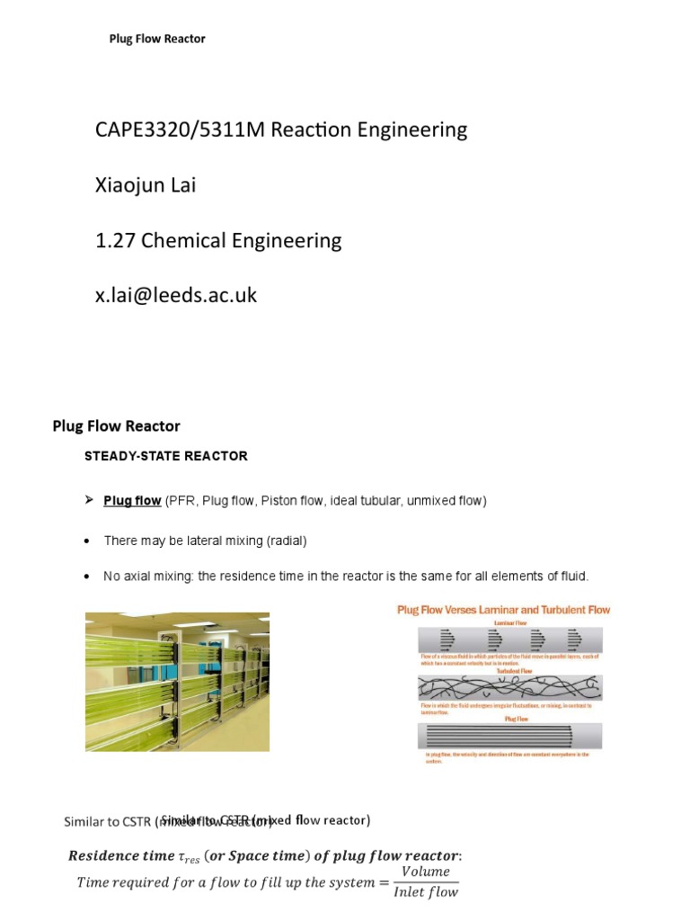 Plug Flow Reactor Engineering Guide | PDF | Heat | Chemical Reactor