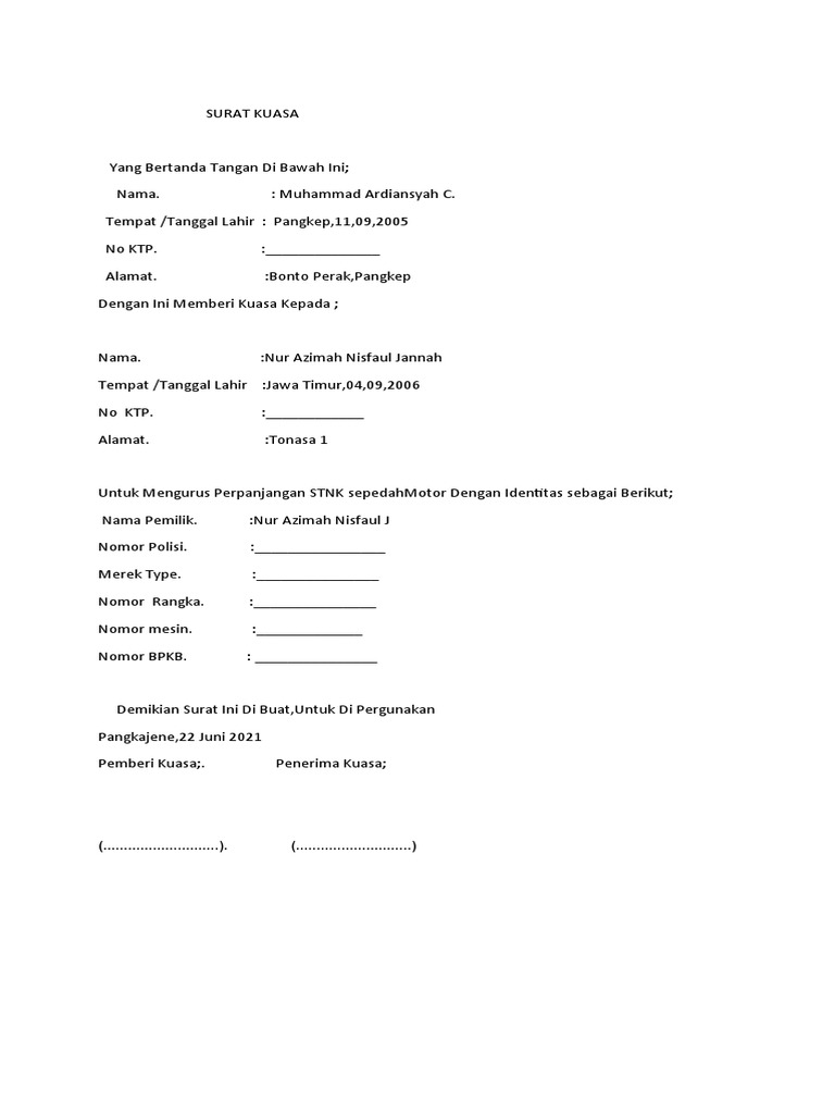 Nur Azimah Nisfaul Jannah - Surat Kuasa | PDF