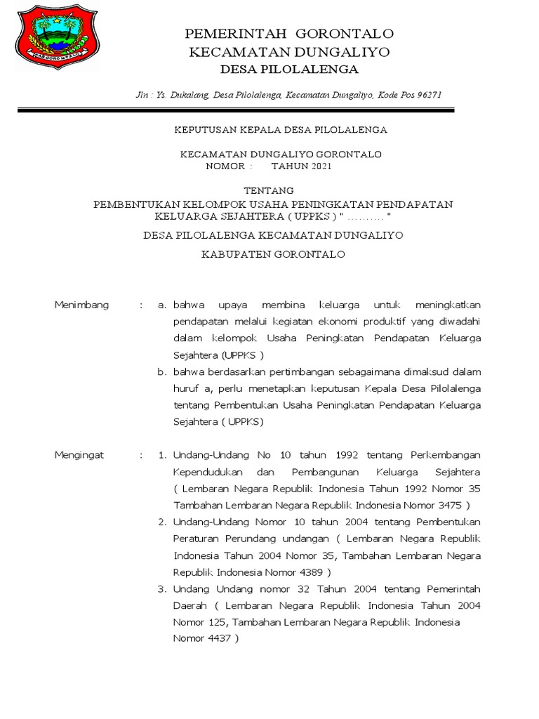Pembentukan UPPKS Desa Pilolalenga | PDF