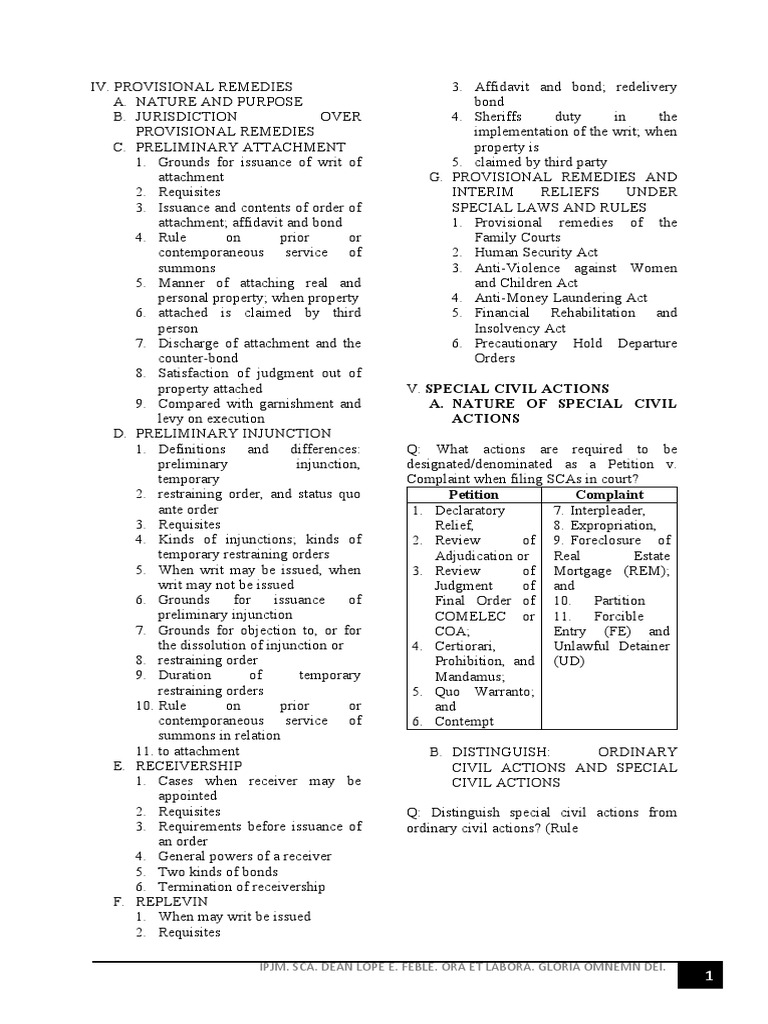 Special Civil Actions Transcript Dean Lope E. Feble | PDF | Lawsuit ...