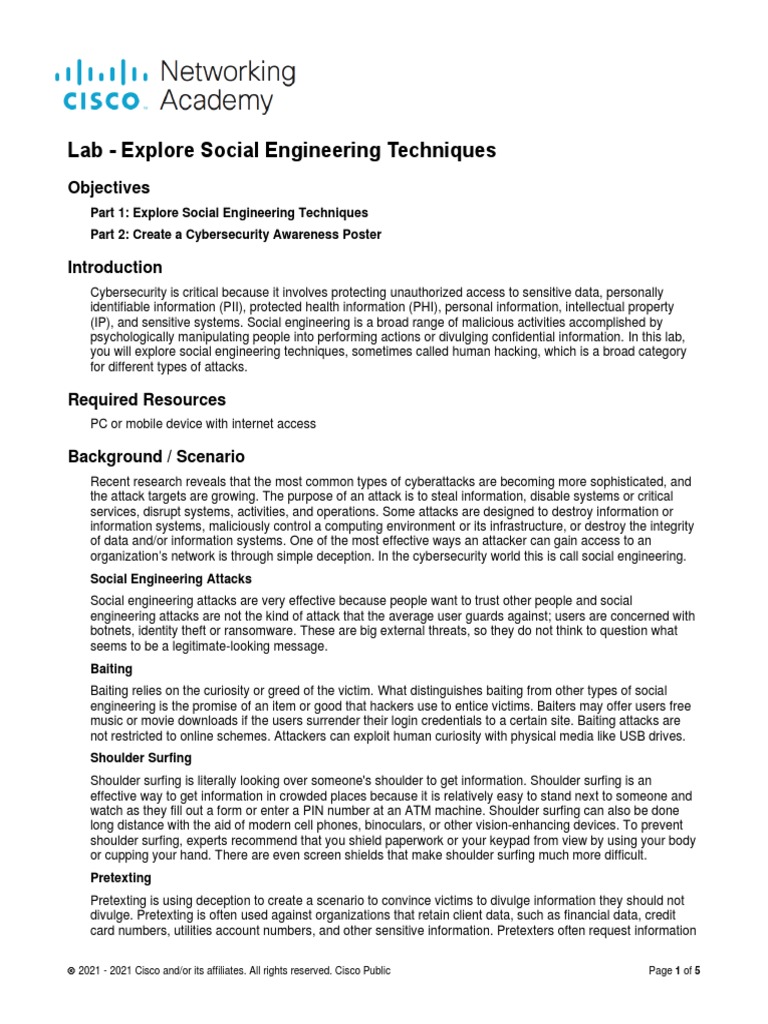 1.1.17 Lab - Explore Social Engineering Techniques - Answer Key | PDF ...