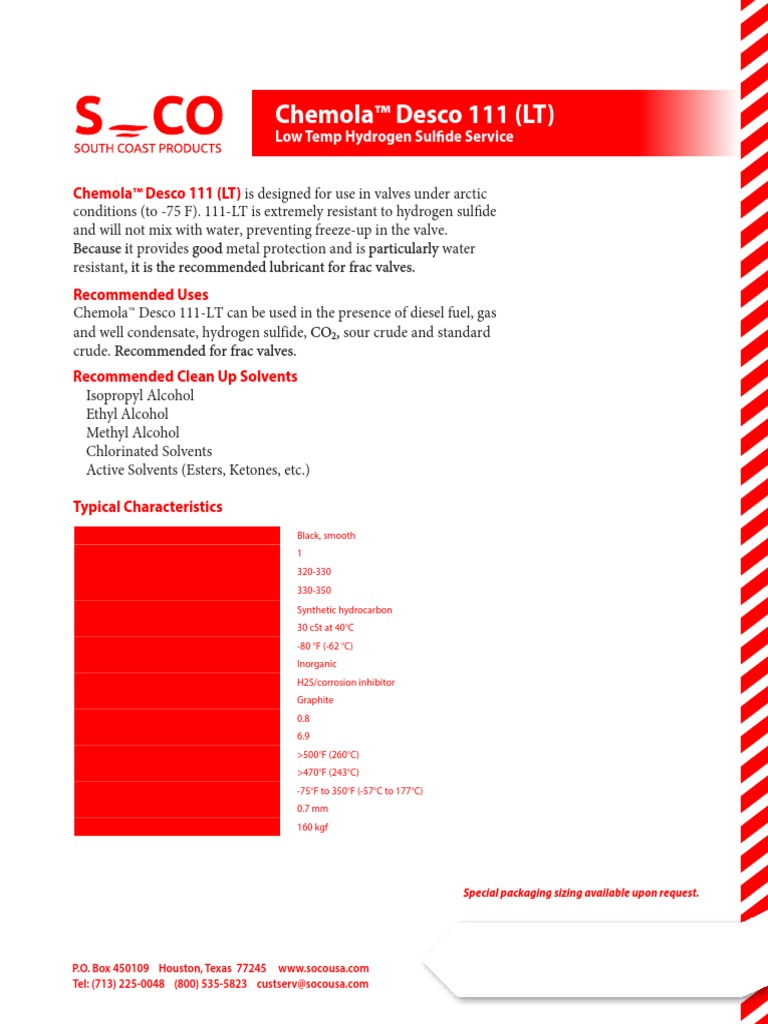 Chemola™ Desco 111 (LT) : Premium | PDF | Petroleum | Oil