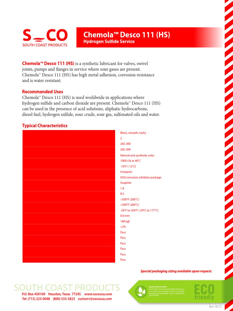 Chemola™ Desco 111 (HS) | PDF | Oil | Sulfide