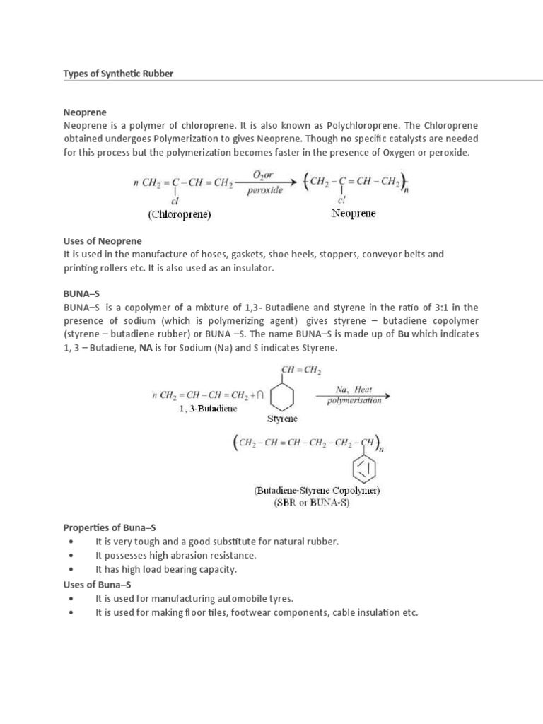 Types of Synthetic Rubber | PDF | Building Engineering | Materials Science
