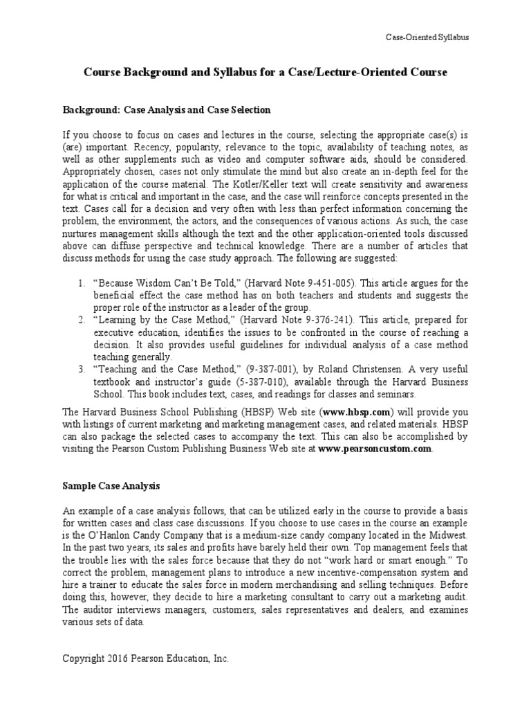Course Background and Syllabus For A Case/Lecture-Oriented Course | PDF ...