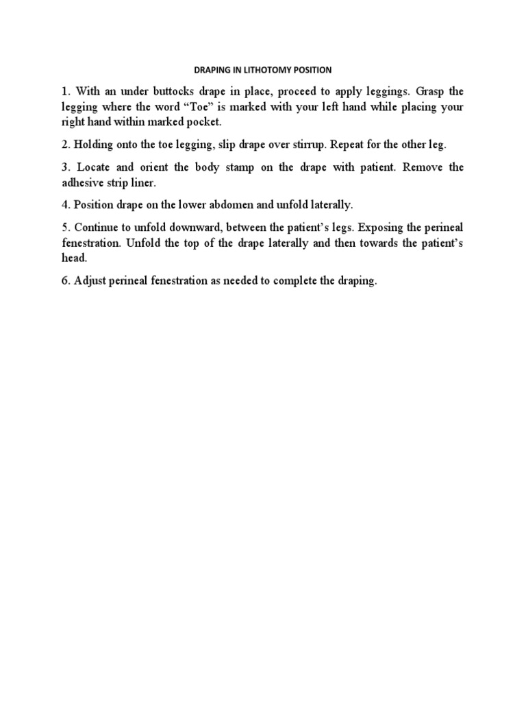 Lithotomy Position Draping Guide | PDF | Self-Improvement