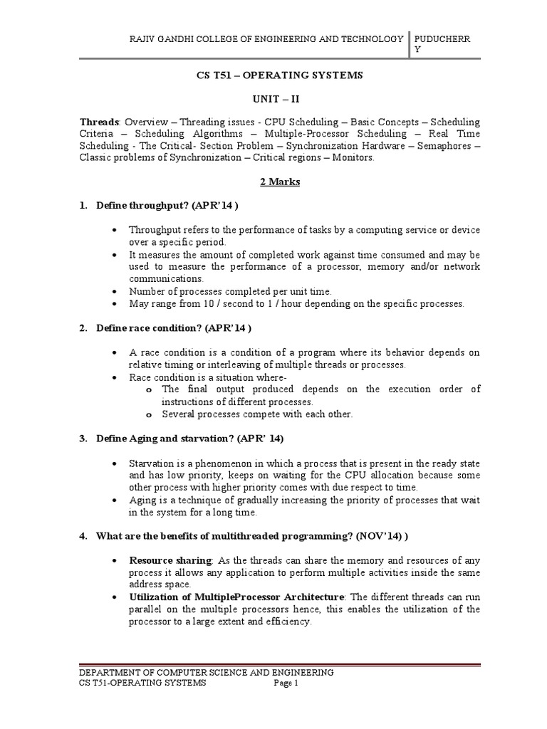 OS Unit 2 Formatted | PDF | Process (Computing) | Thread (Computing)
