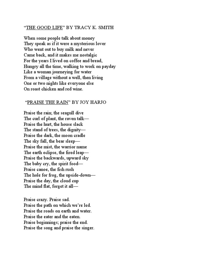 "The Good Life" by Tracy K. Smith | PDF