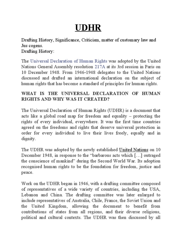 UDHR Drafting History and Significance | PDF | Human Rights | Social ...